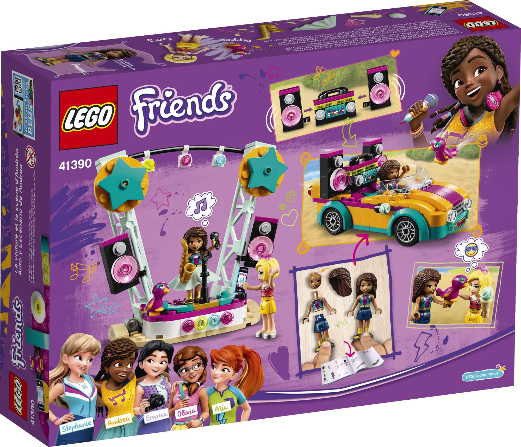 LEGO Friends Andrea’s Car & Stage Playset 41390 Building Kit, Includes a Toy Car and a Toy Bird (240 Pieces)