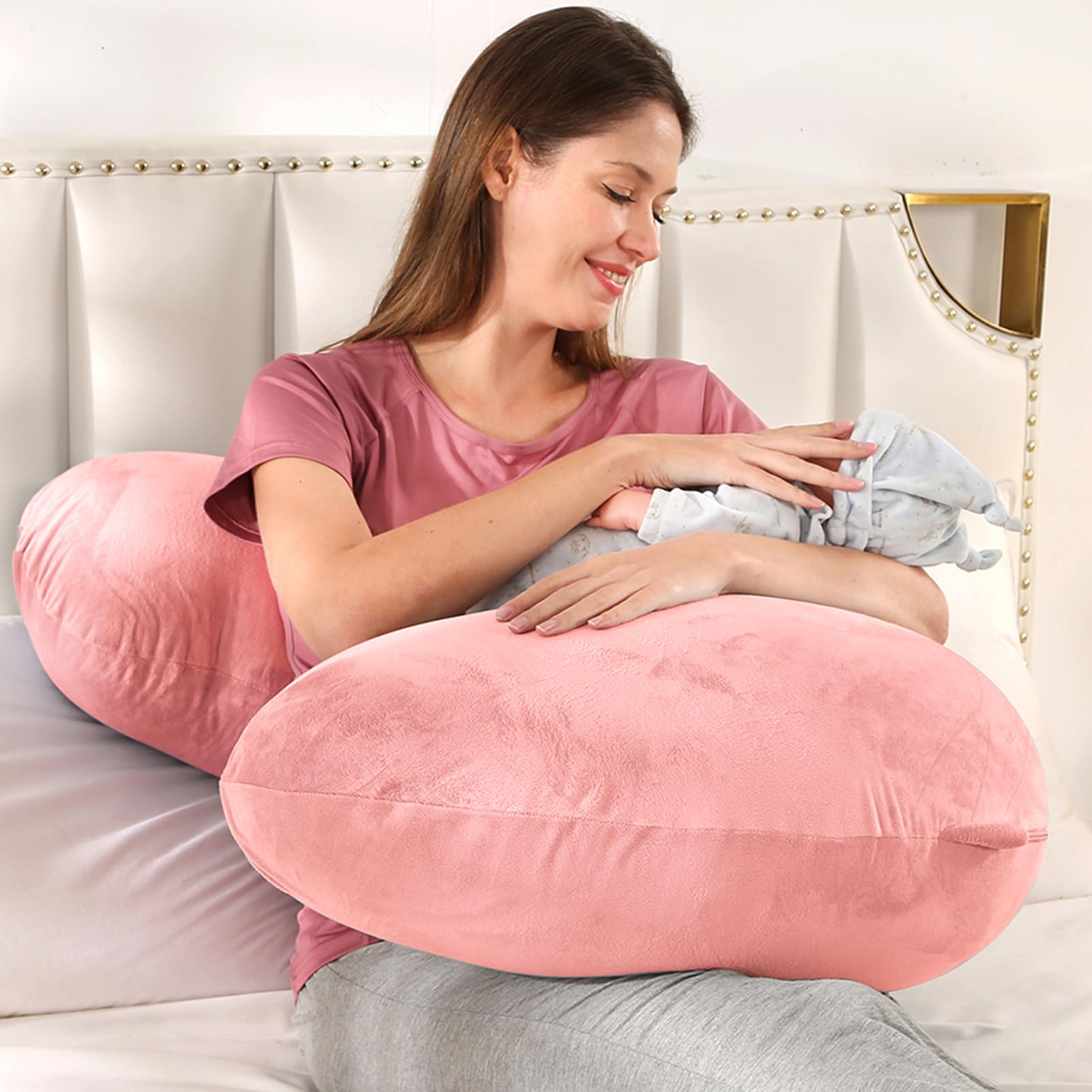 BATTOP Pregnancy Body Pillows for Sleeping,Maternity Pillow with Removable Cover,Support for Belly,Hips, Legs,Pregnancy Must Haves,Side Sleeper Body Pillow