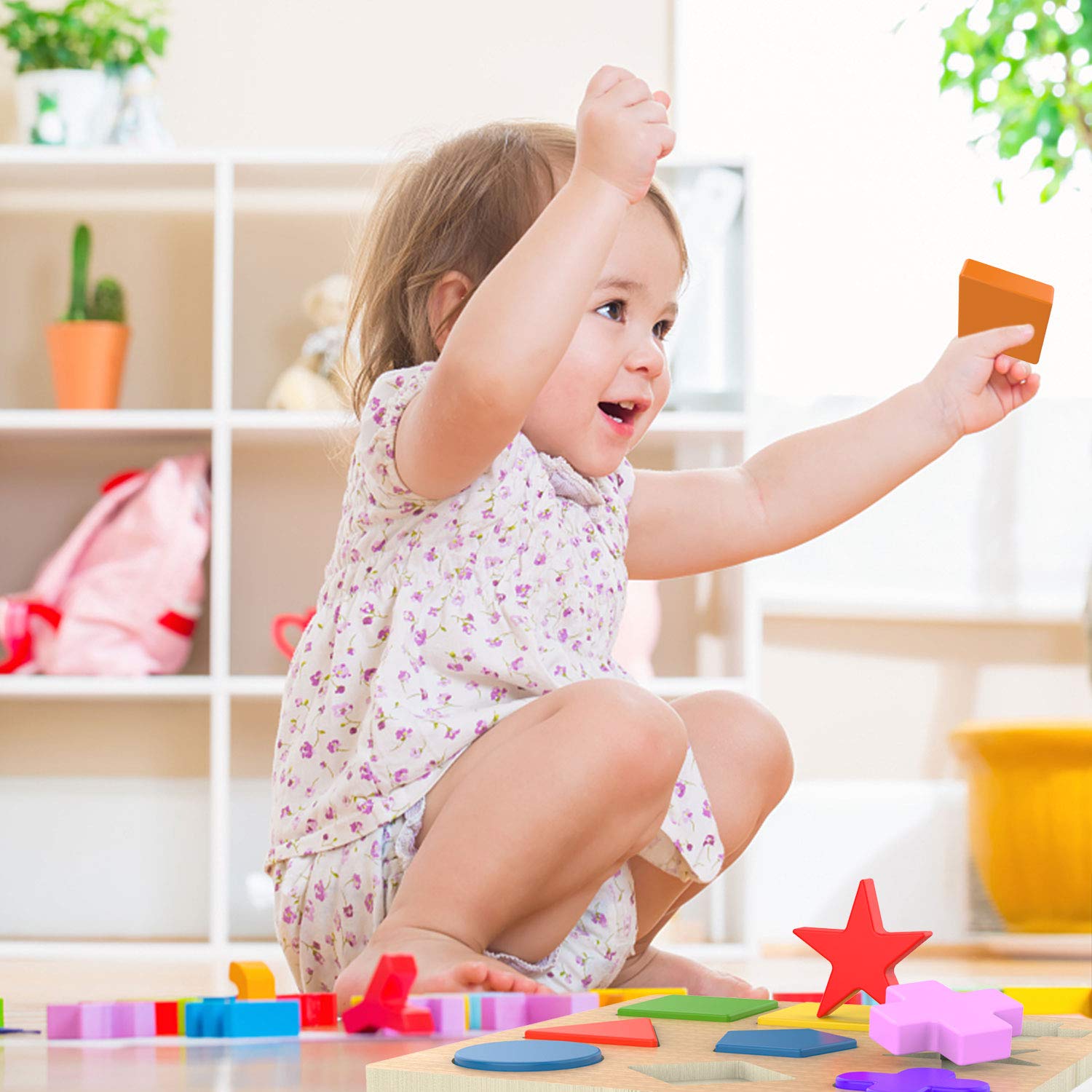 Kimuvin Wooden Number Puzzles, Preschool Educational Learning Board Toys for 3 4 5 Years Old Kids Toddlers