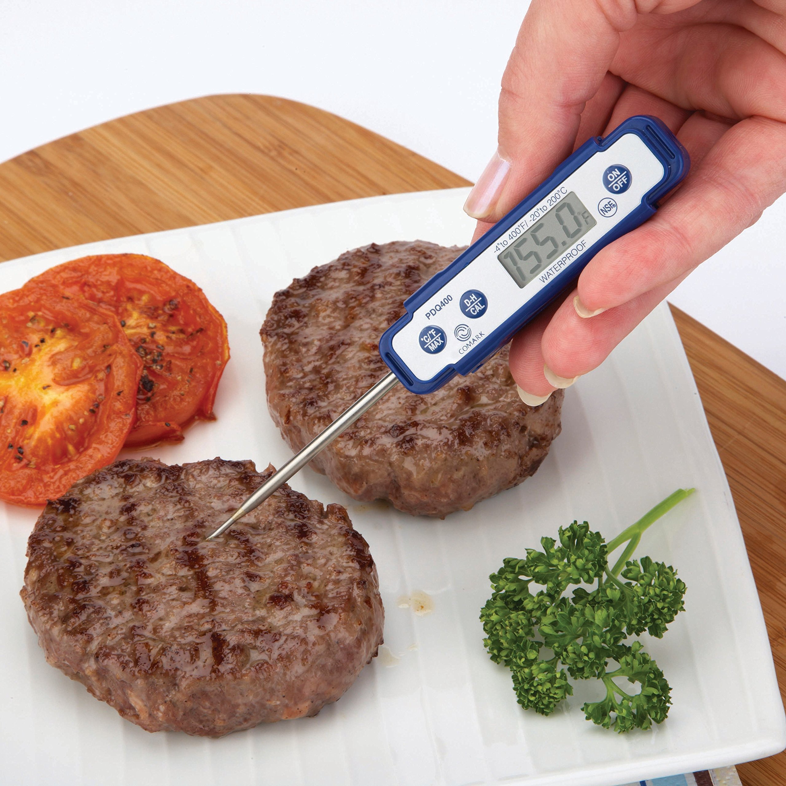 Comark PDQ400 Waterproof Pen Style Digital Food Thermometer with Max Hold to Prove The Rinse Temperature of Commercial Dishwashers, Blue