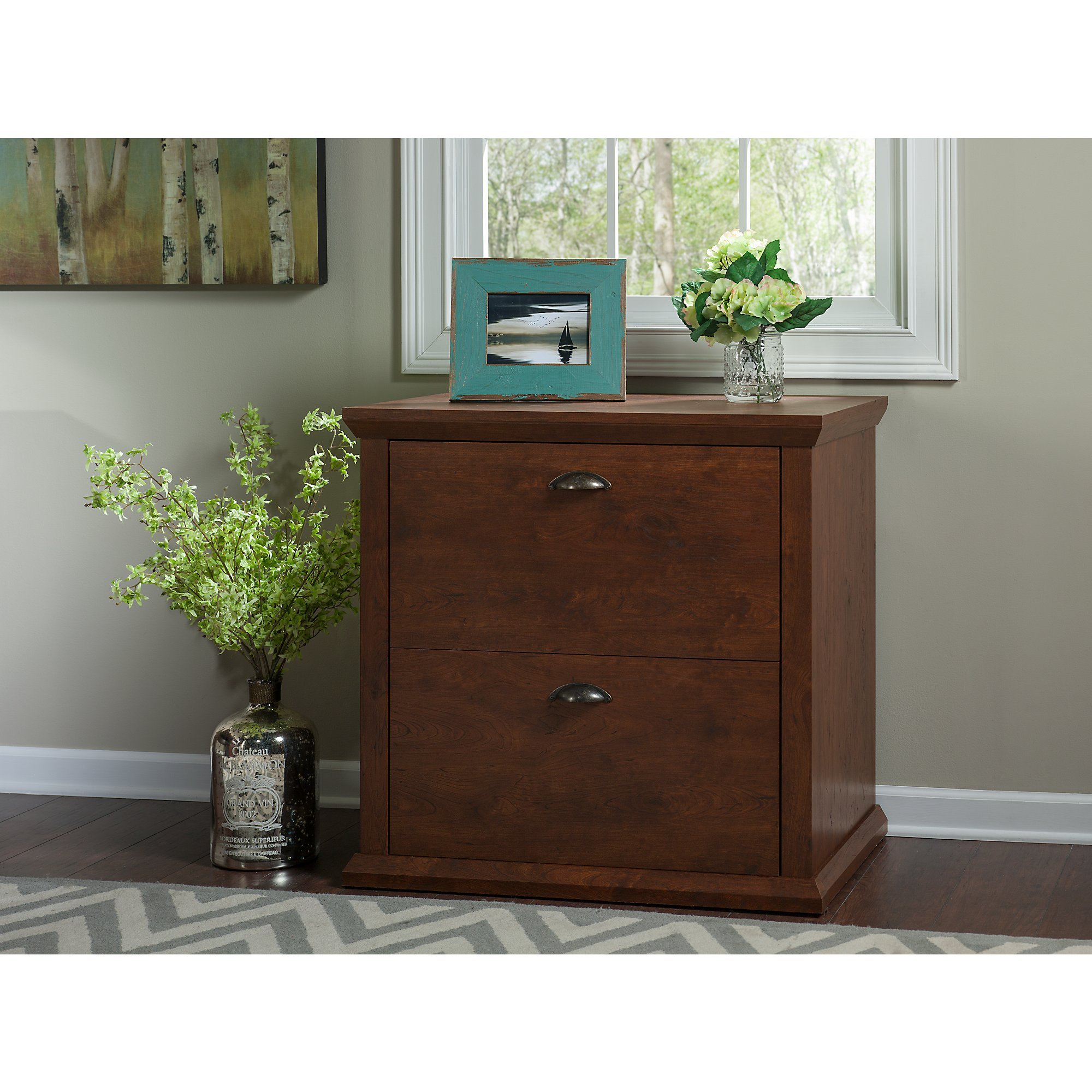 Bush Furniture Yorktown 2 Drawer Lateral File Cabinet, Document Storage Chest for Home Office, White Oak