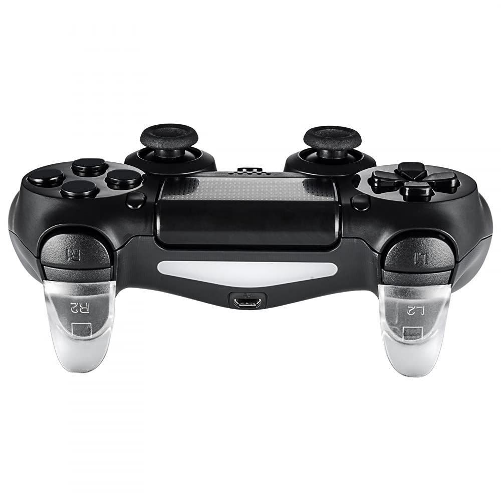 eXtremeRate Transparent Clear 2 Pairs L2 R2 Buttons Extention Trigger for PS4 Controller, Game Improvement Adjusters Extenders for PS4 Controller JDM-030
