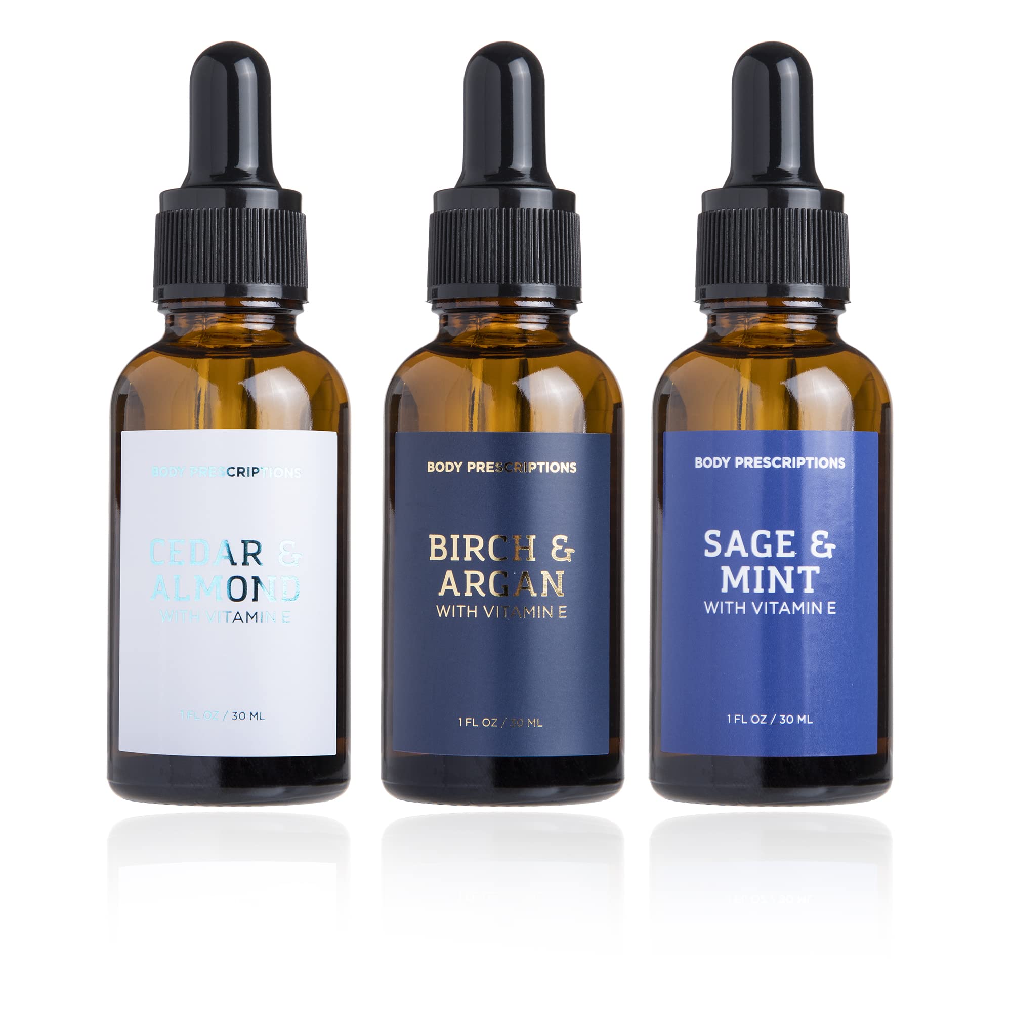 Body Prescriptions 3 Pc. Beard Oil For Men - Scented Conditioning Beard Growth Oil for Beard and Mustache Infused with Vitamin E for Men