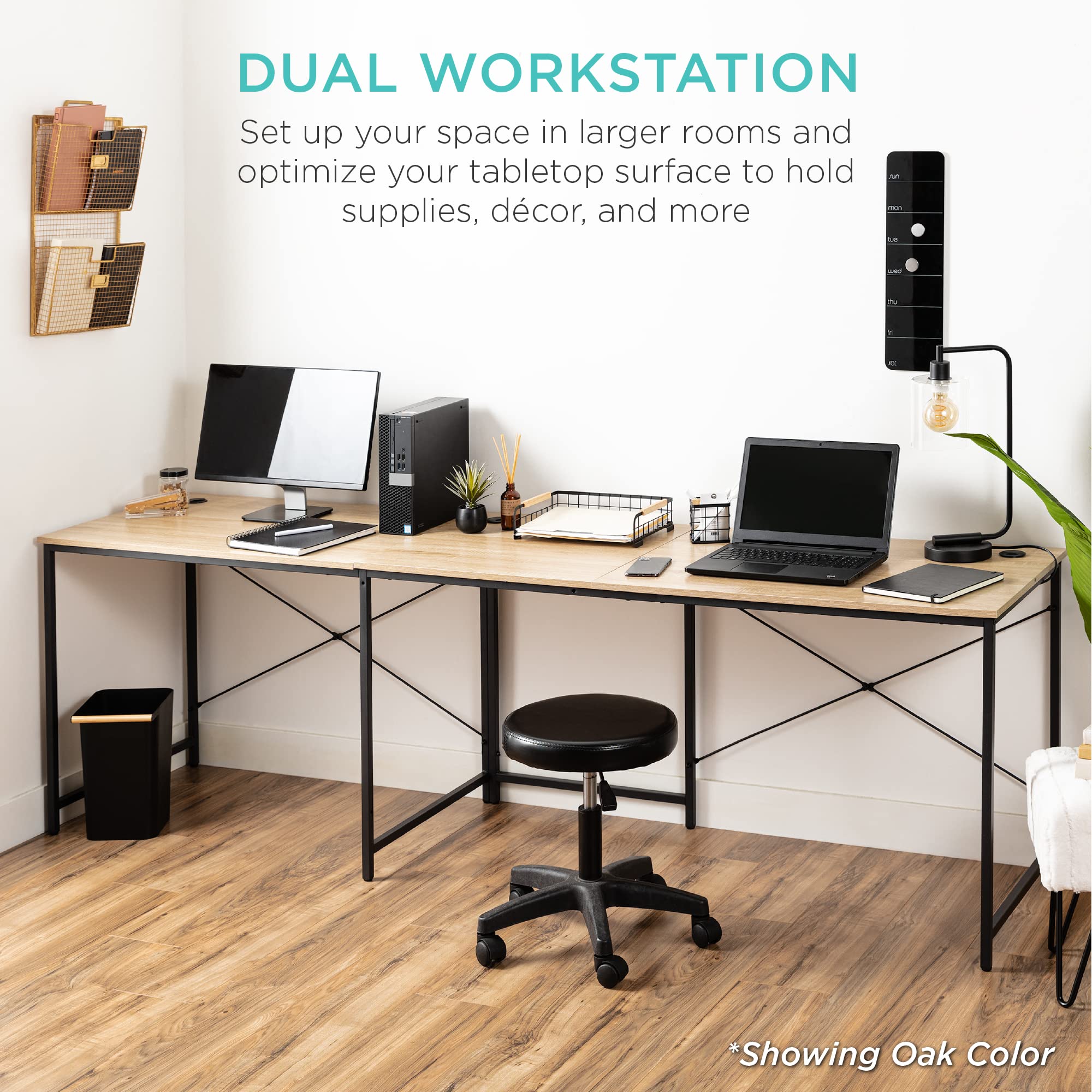 Best Choice Products 94.5in Modular L-Shaped Desk, Corner Computer Workstation, Long 2-Person Study Table for Home, Office w/Adjustable Legs, 200lb Capacity, Customizable Set Up - Black/Black