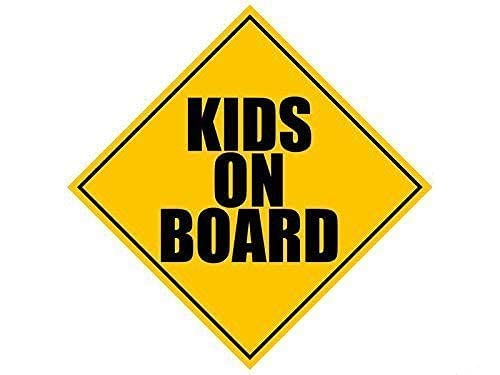 Yellow Caution Diamond Shaped Kids On Board Sticker (Safety Decals, Children Riding in Vehicle Vinyl, Drive Safely for Cars, Trucks (5 x 5 inch)
