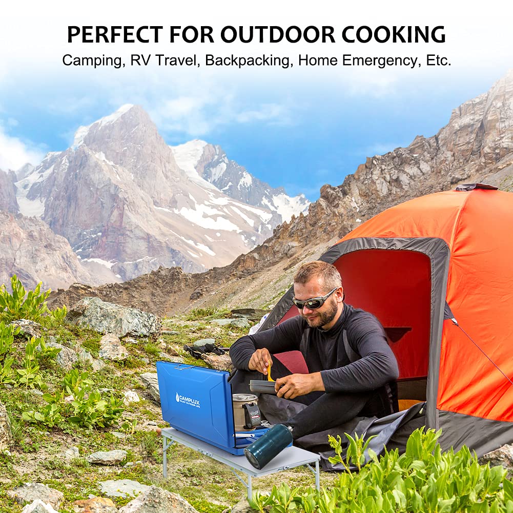 Camplux Camping Stove 20,400 BTU, 1 Grill & 2 Burners Propane Stove for Outdoor Cooking