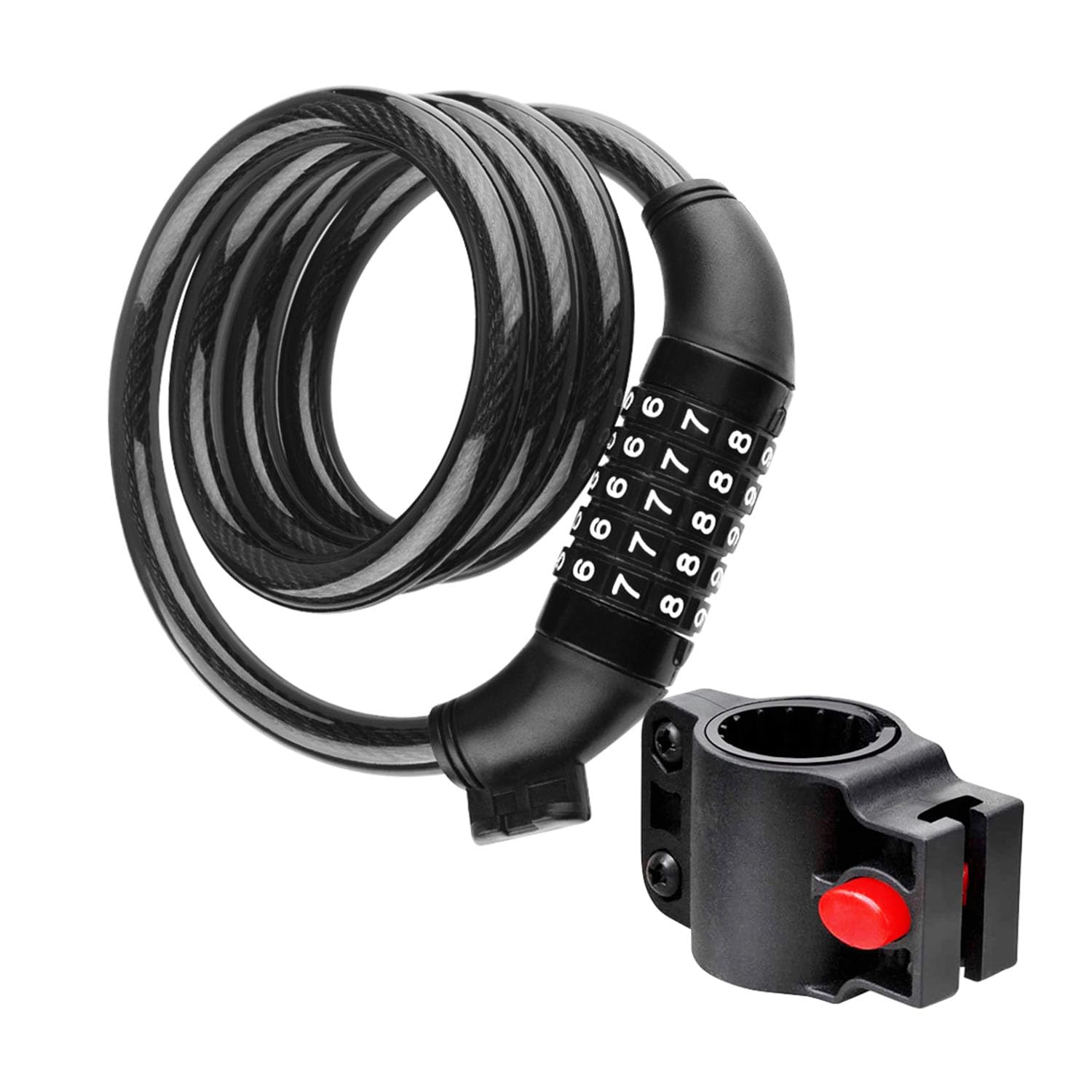 Bike Lock, 4 Feet Combination Bicycle Lock Cable High Security 4 Digit Resettable Combination Coiling Bicycle Lock (Black)