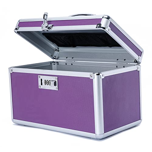 Combination Locking Medicine Box with Portable Storage CaseοΌ12.2''x 7.2''x 7.6'', Childproof Medication Lock OrganizerοΌLockbox for Secure Cash, Jewelry, ID Documents (Purple/Medium)