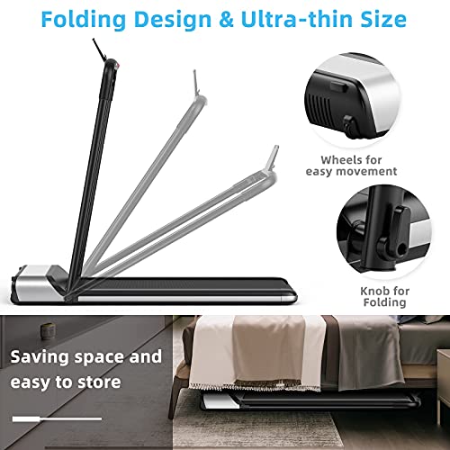 Goplus Folding Treadmill, Ultra-Thin Installation-Free Foldable Electric Treadmill, Low Noise, Walking Jogging Machine, Portable Superfit Treadmills for Home Office