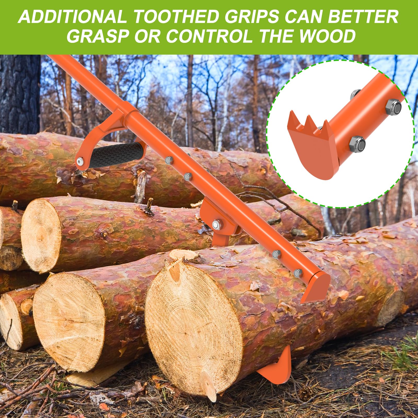 Dolibest 45'' Heavy-Duty Steel Timberjack Log Lifter, Log Handler with Cant Hook, 4 in1 Multifunction Logging Tool for Log Hauler/Grabbing/Rolling/Raising Up Log for Professional/Home Use