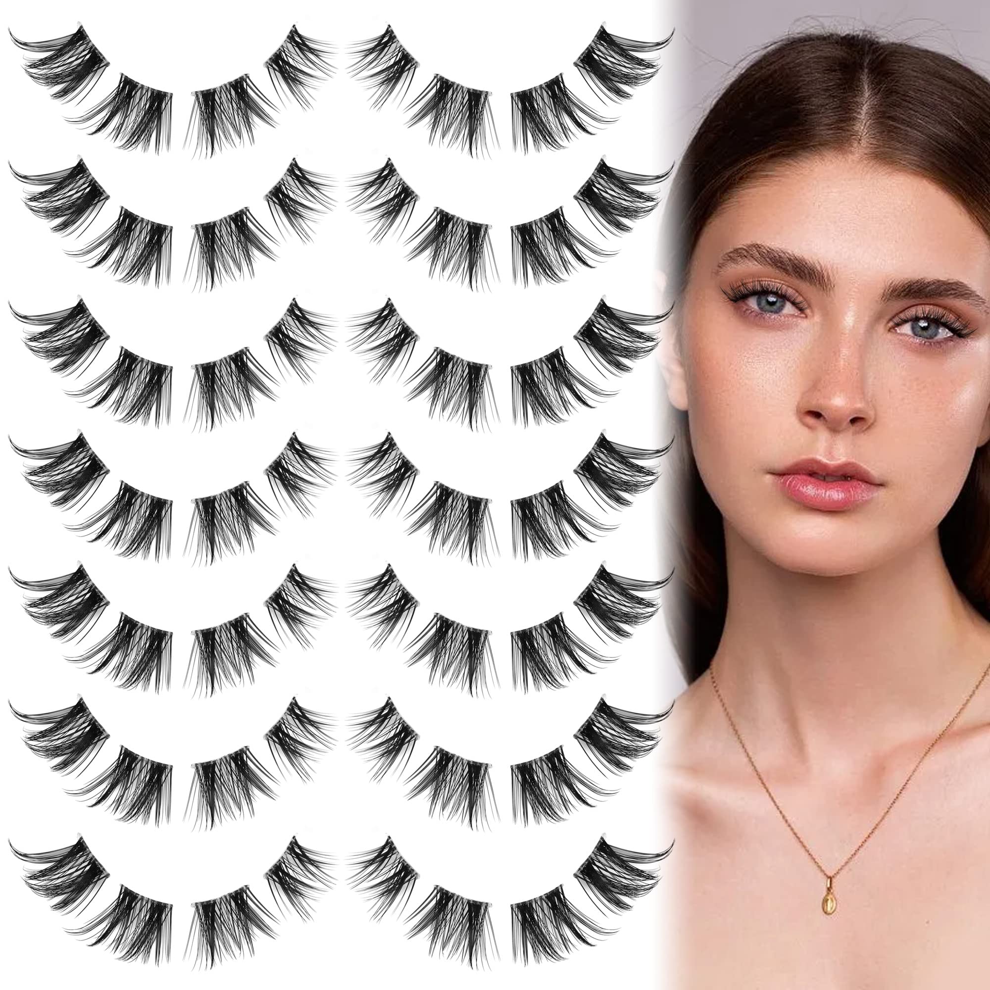 Cluster Lashes 56 Wisps DIY Lashes Natural Look Cat Eye Clear Band Mink Lashes Pack Wispy Fluffy 3D Curl False Eyelashes by ALICE