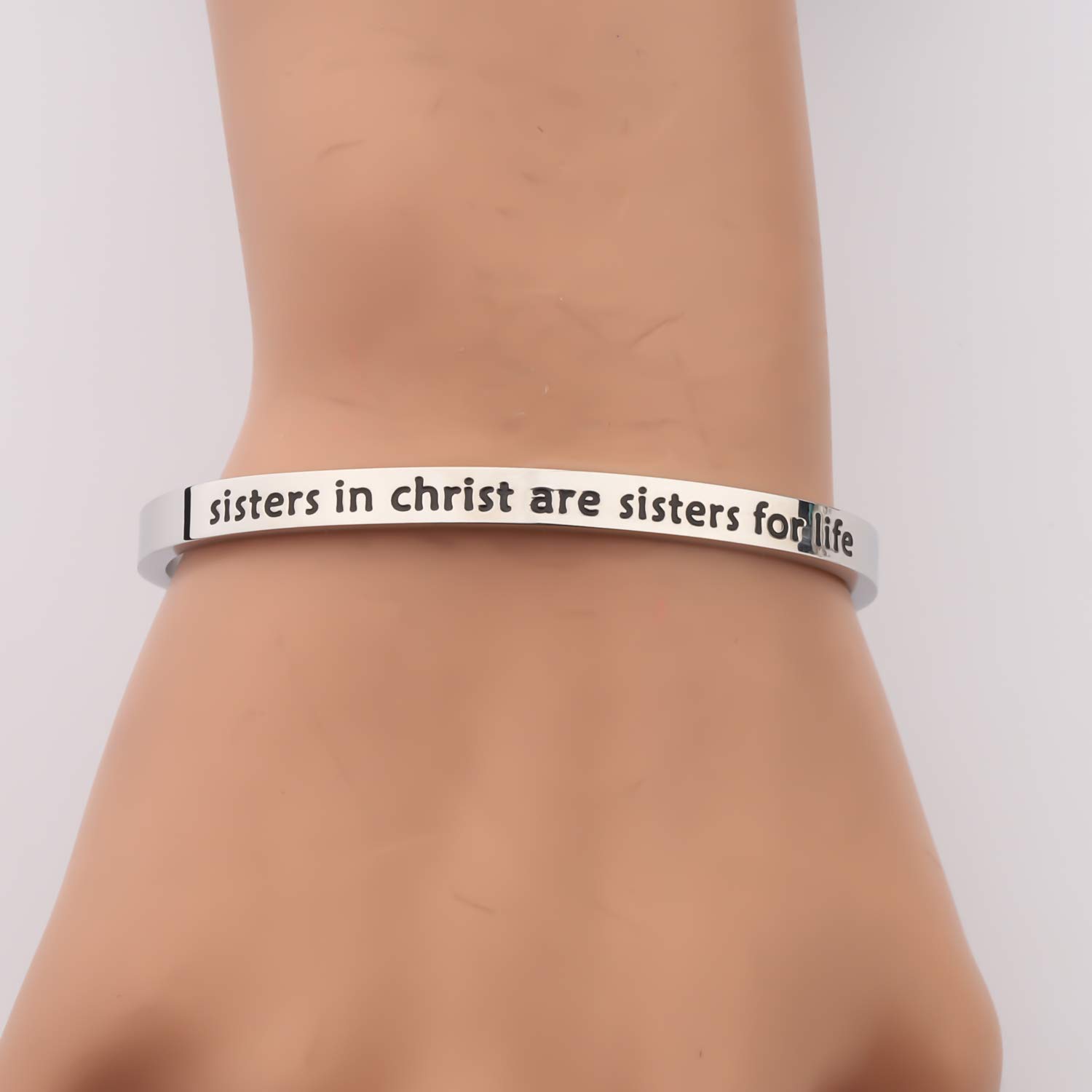 BAUNA Bracelet for Sister Metal Open Cuff Bangle Jewelry Christian Inspirational Gifts
