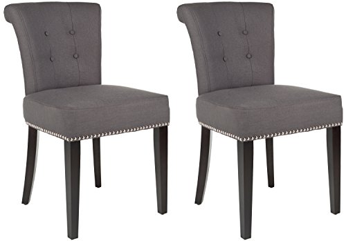 Safavieh Mercer Collection Carol Charcoal Linen Ring Dining Chair (Set of 2)