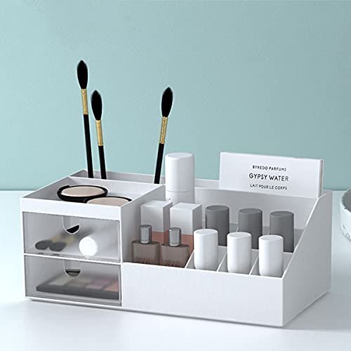 Umibrace Makeup Organizer for Vanity With 2 Storage Drawers, Bedroom Organization for Perfume, Brush, Skincare. Kawaii Clear Acrylic Drawer Organizer for Cosmetic、Supply organizer , Desk oragnizer