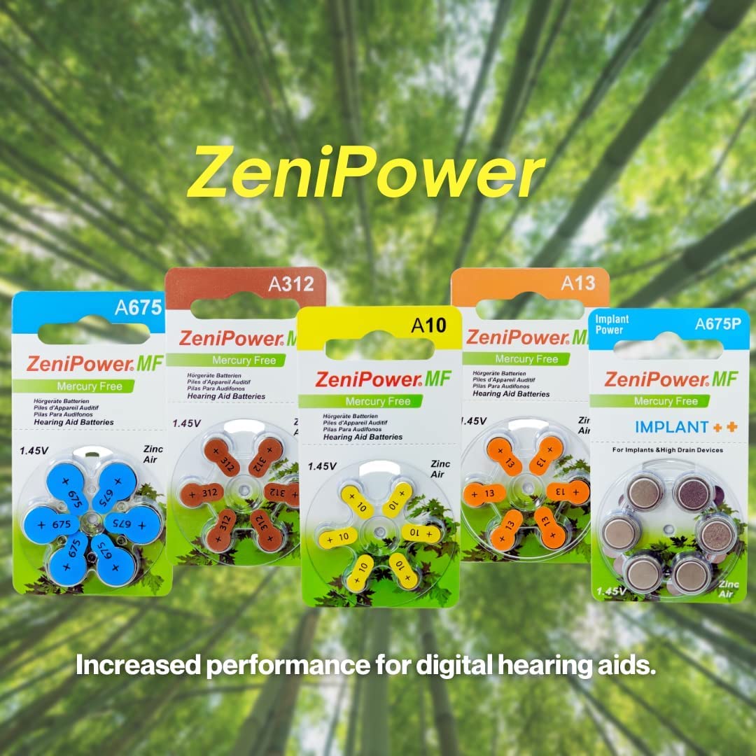 ZeniPower Mercury Free Cochlear Implant Batteries 60 Batteries