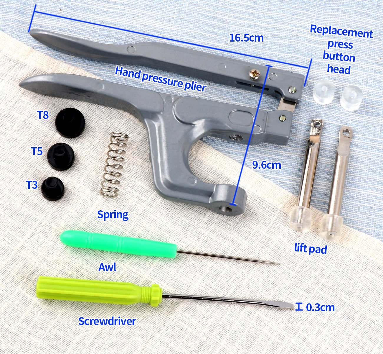 ilauke 400 Sets Snap Buttons with Snap Pliers T5 Plastic Snaps No-Sew Buttons Fastener Setter for Clothing Diapers Bibs Rain Coat Crafting