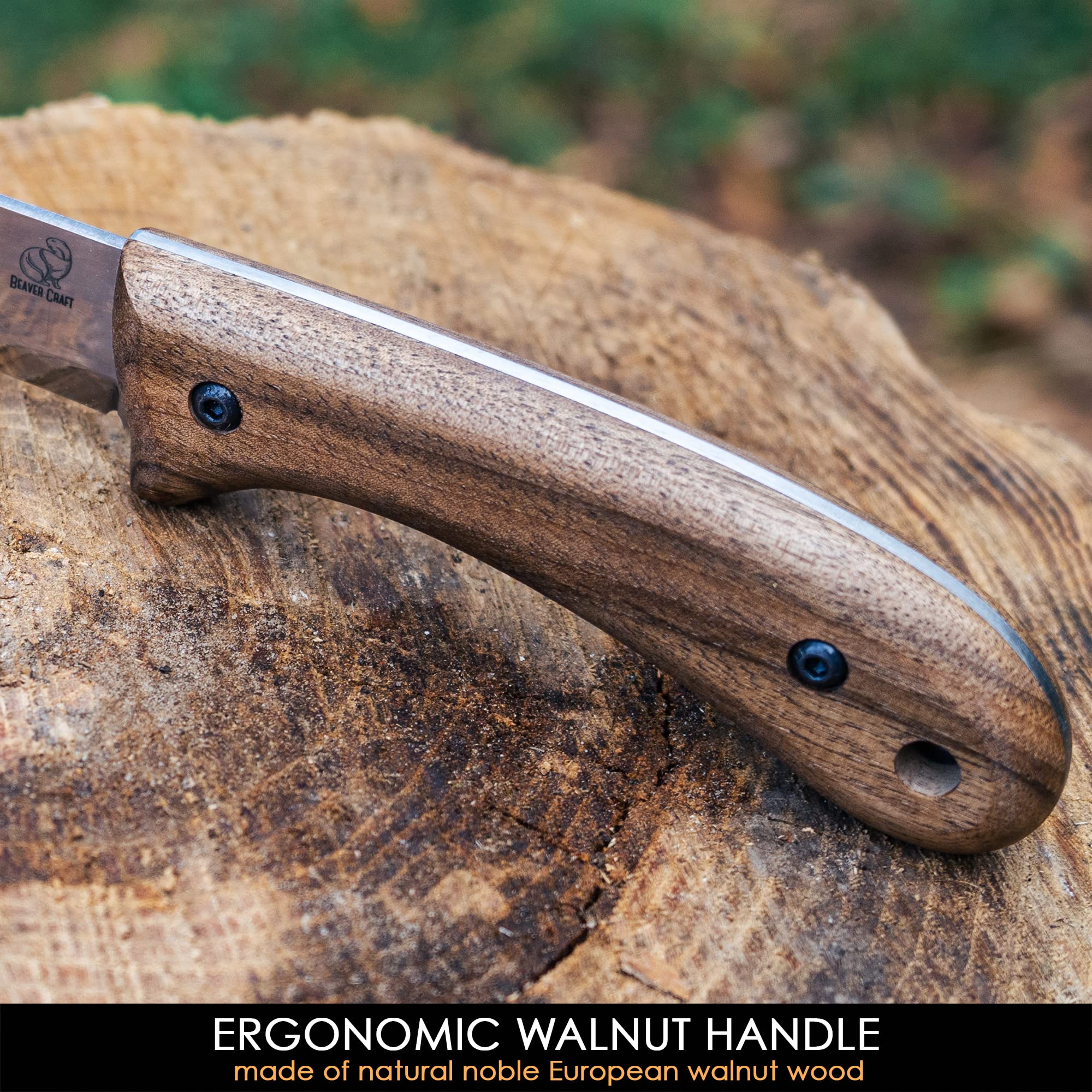 BeaverCraft BSH2 Bushcraft Knife Steel Blade β Fixed Blade Knife β Camping Knife Survival Knife Full Tang β Hiking Knife for Every Task β Camp Knife with Sheath
