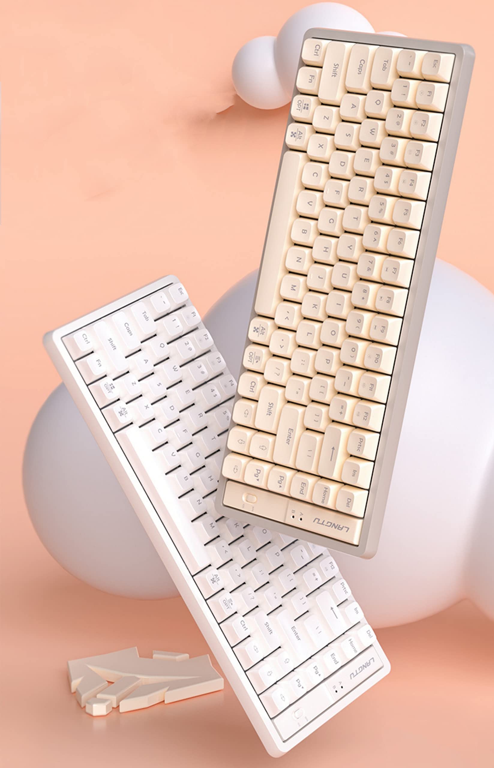 Cmokifuly GK85 Wired Mechanical Keyboard,Bulit-in Noise-Absorbing Pad MDA Profile Keycaps Mechanical Linear Switches Keyboard for Mac/Win System Gaming Keyboard (White)