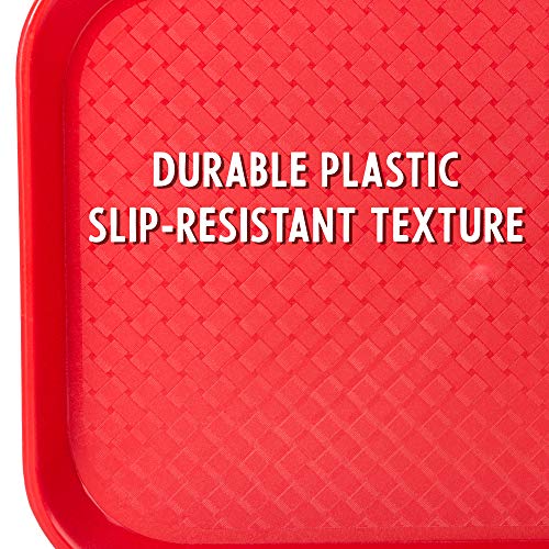 Fast Food Cafeteria Tray | 10 x 14 Rectangular Textured Plastic Food Serving TV Tray | School Lunch, Diner, & Commercial Kitchen Restaurant Equipment (Black)