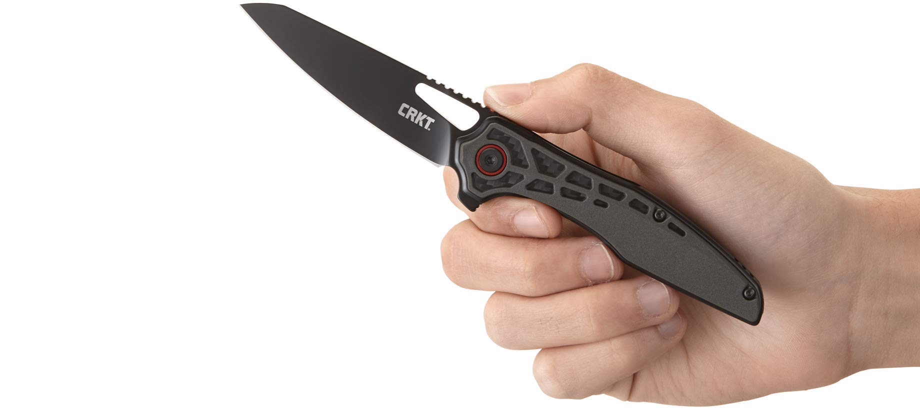 COLUMBIA RIVER KNIFE & TOOL Thero EDC Folding Pocket Knife: Everyday Carry Folder, Plain Edge, Sheepsfoot Blade with Black Oxide Finish, Flipper, Glass Reinforced Nylon and Carbon Fiber Handle 6290