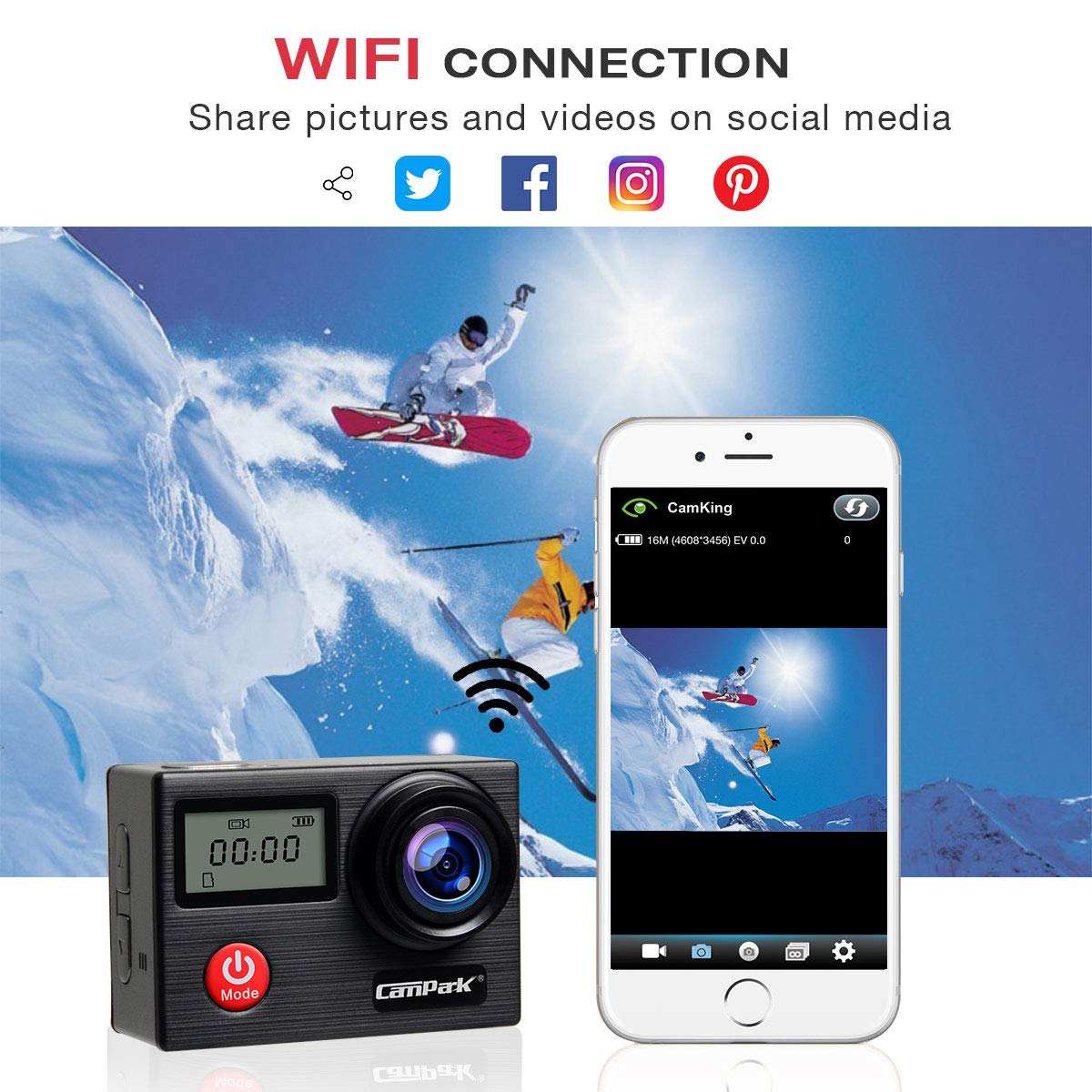 CAMWORLD Waterproof Action Camera 4k Underwater Camera,IPS Touch Screens,Anti- Shaking EIS,170° Wide Angle,20MP Photos,131FT Waterproof Sport Cameras with WiFi & Remote Control