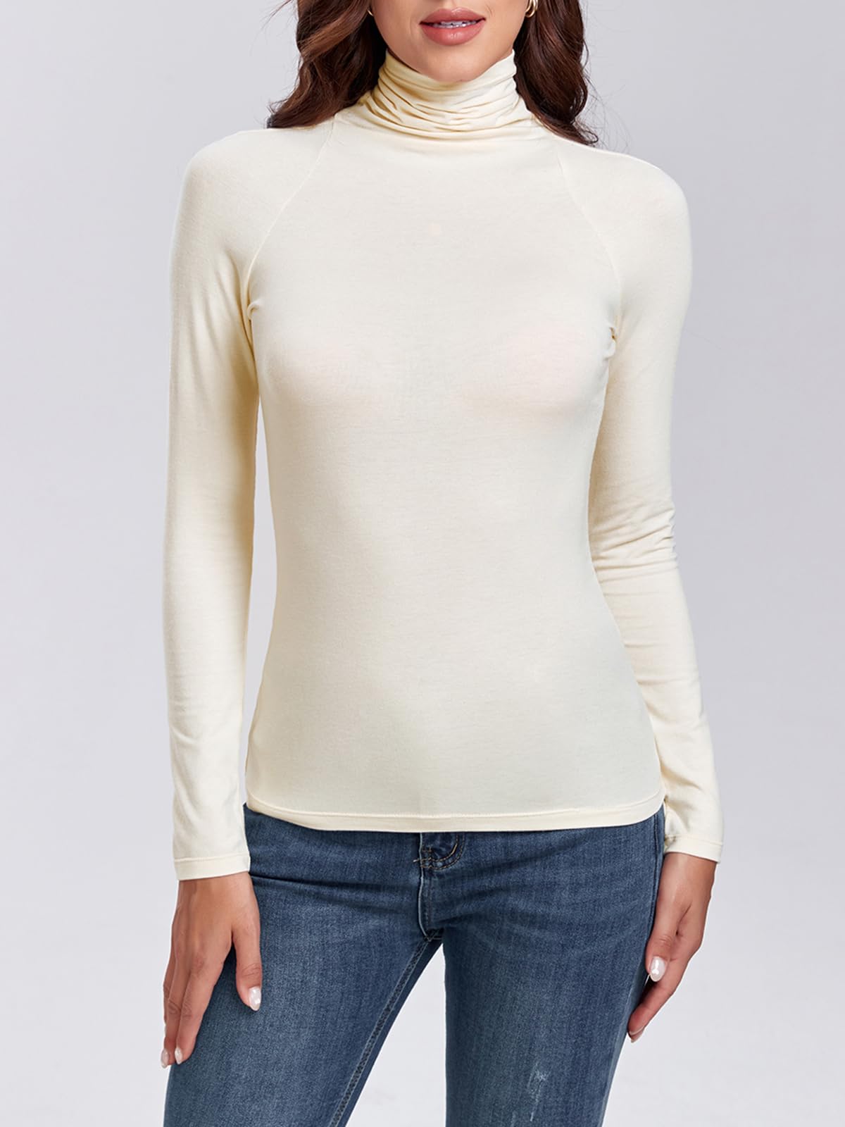 APRLL Casual Turtleneck Tops Lightweight Long Sleeve Soft Thermal Shirts for Women