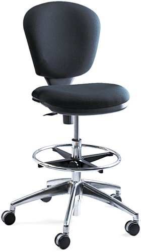Safco Products Metro Extended Height Rolling Chair 3442BL Ergonomic & Pneumatic Height Adjustment 250lbs Load Capacity Padded Fabric Swivel Base Black