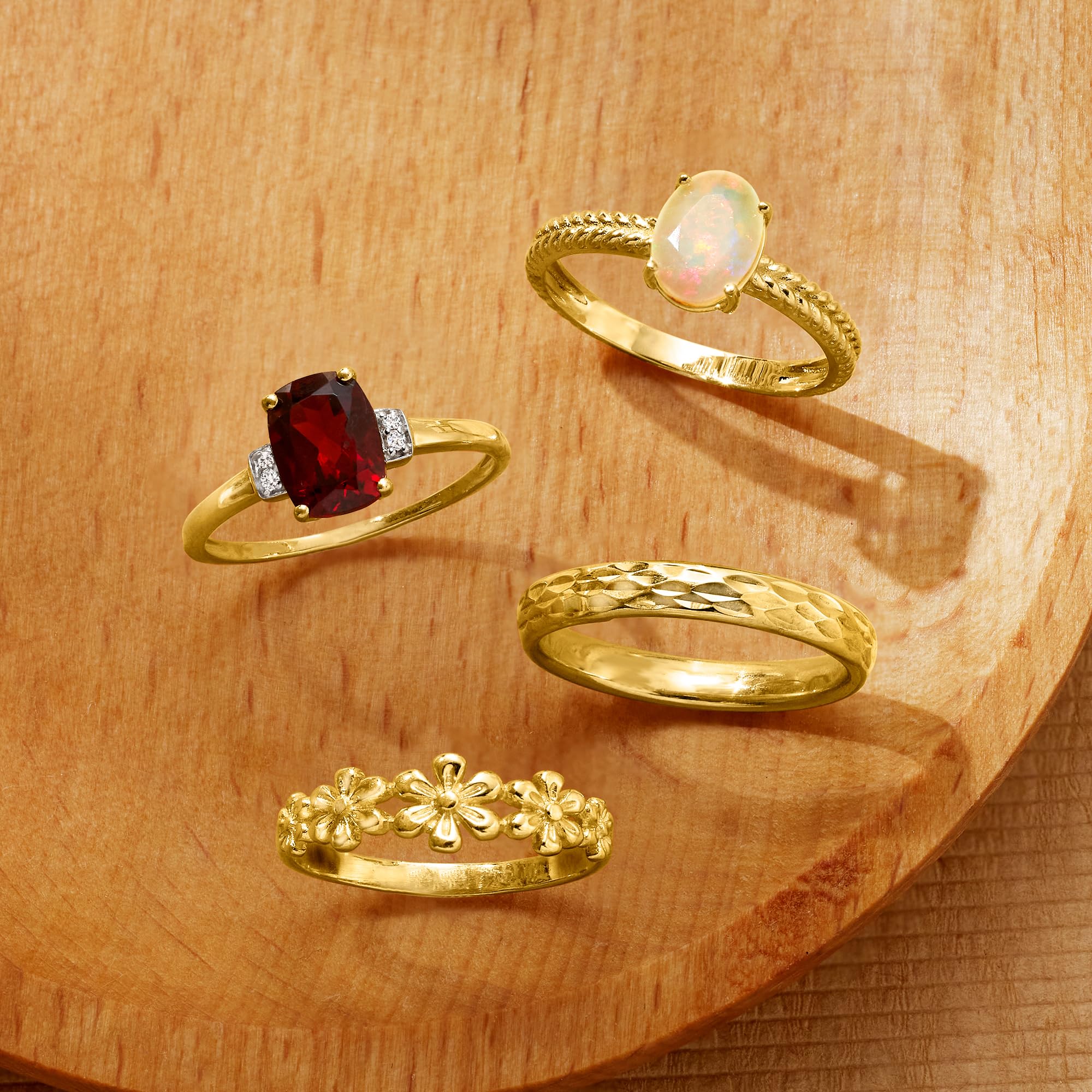 Canaria 1.80 Carat Garnet Ring With White Topaz Accents in 10kt Yellow Gold. Size 7