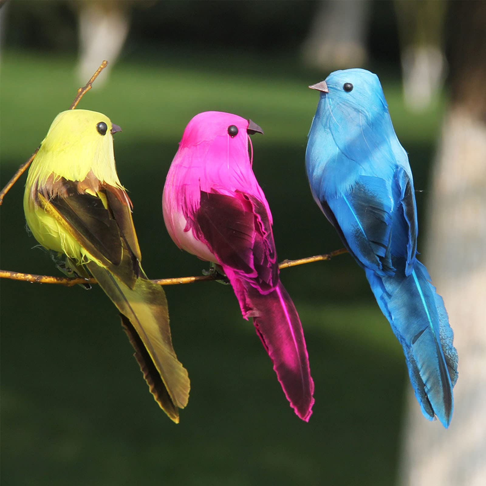 Lazyspace 12Pcs Artificial Christmas Birds,Simulation Feathers Foam Birds with Metal Clip,Mini Birds for DIY Crafts Decoration Home Garden Wedding Party Xmas Tree Ornament,Blue