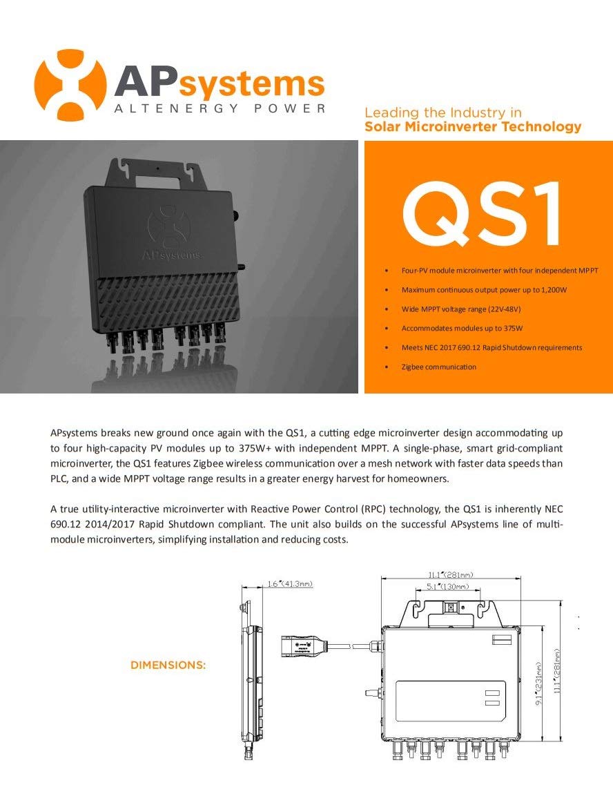 APsystems QS1 Single Phase Microinverter