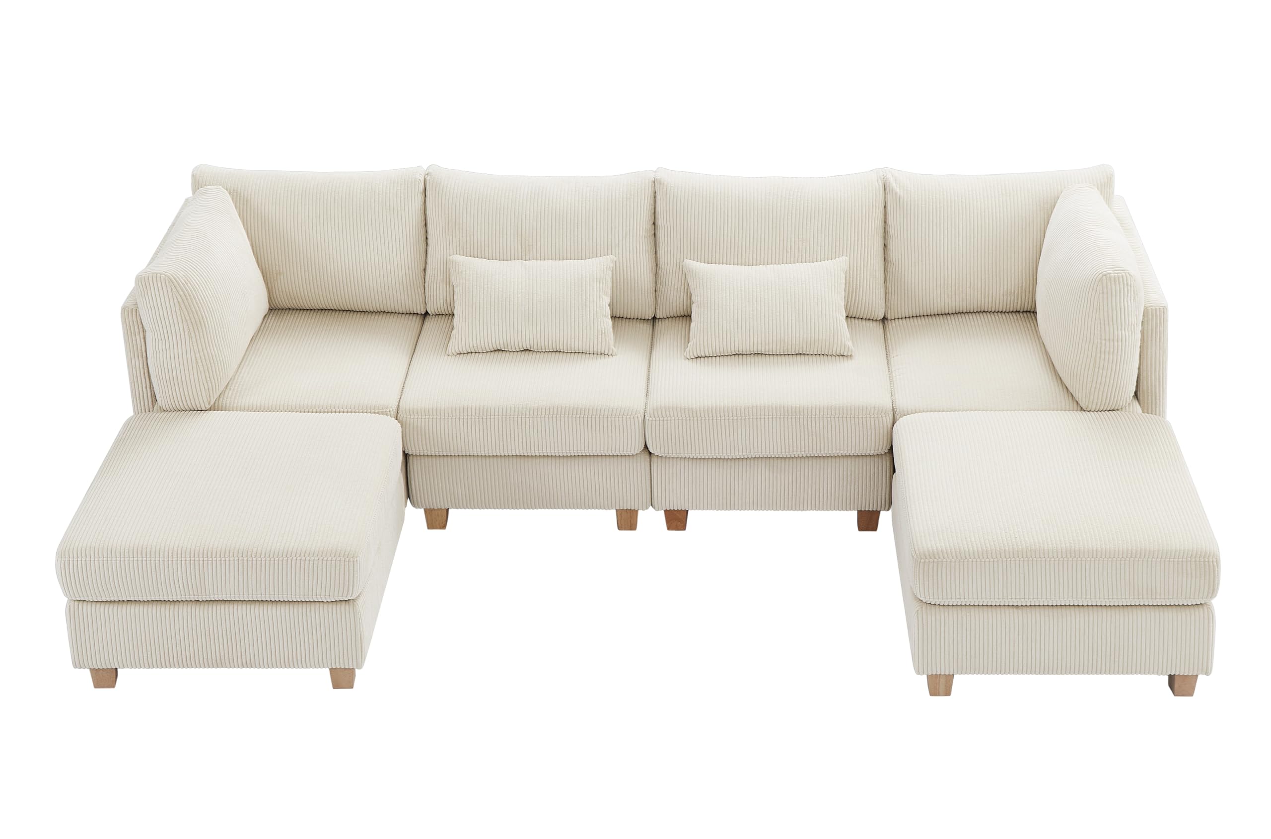 Dagniwak Convertible Sectional Sofa,U-Shaped Couch,Freely Combinable Sofa Modules, Corduroy Fabric, with High Supportive and Soft Sponges, for Living Rooms, Apartments and Offices (Beige)