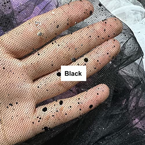 Glitter Tulle Rolls, 6β by 50 Yards (150FT) Sparkling Tulle Spool Ribbon Sequin Tulle Netting Fabric for Tutu Skirt Wedding Birthday Baby Shower (Black)