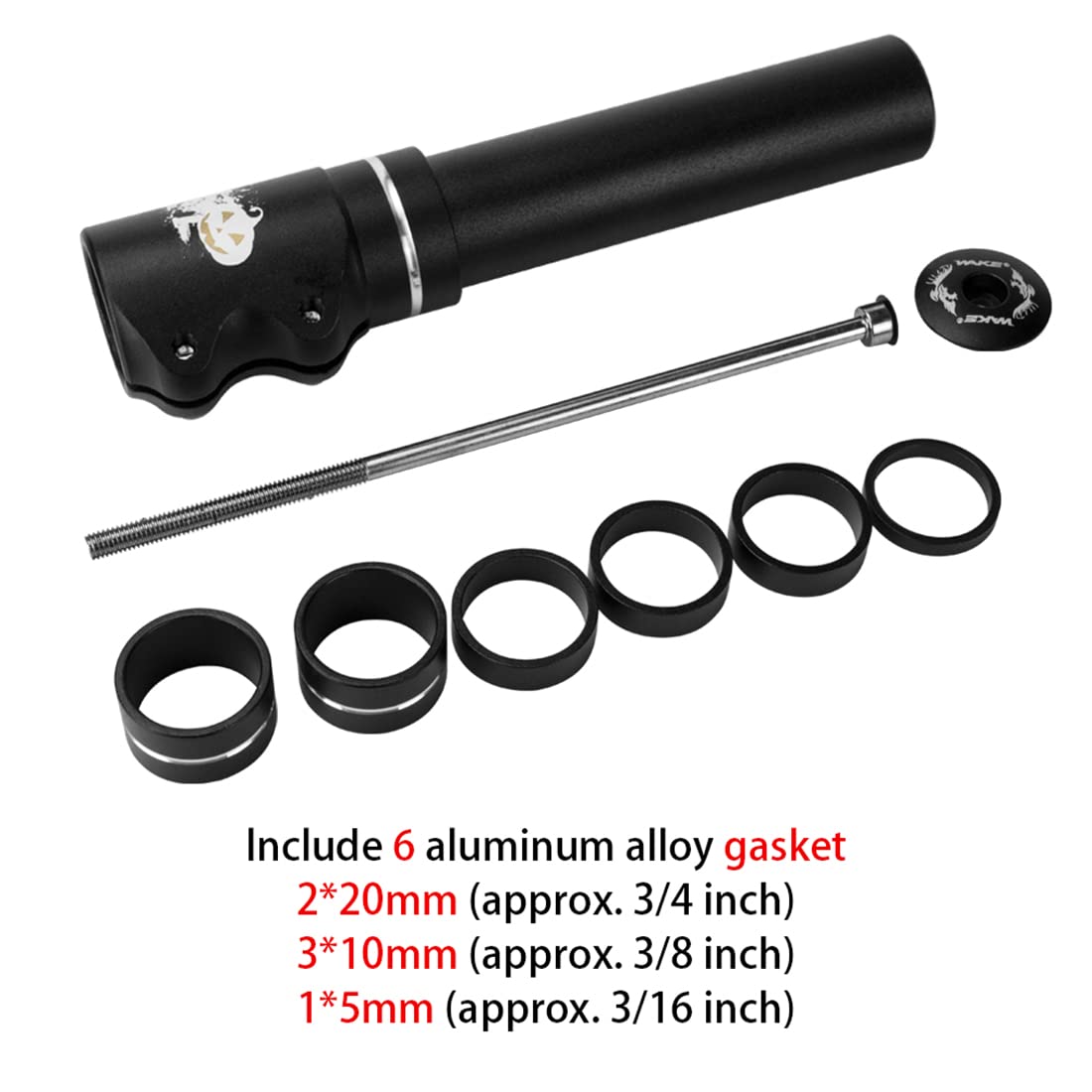 Bike Stem Riser Wake Bike Fork Stem Extender Bicycle Handlebar Raiser Head Up Adapter Suitable for Mountain Bike, Road Bike, MTB, BMX (Aluminium Alloy, Adjustable, Black)