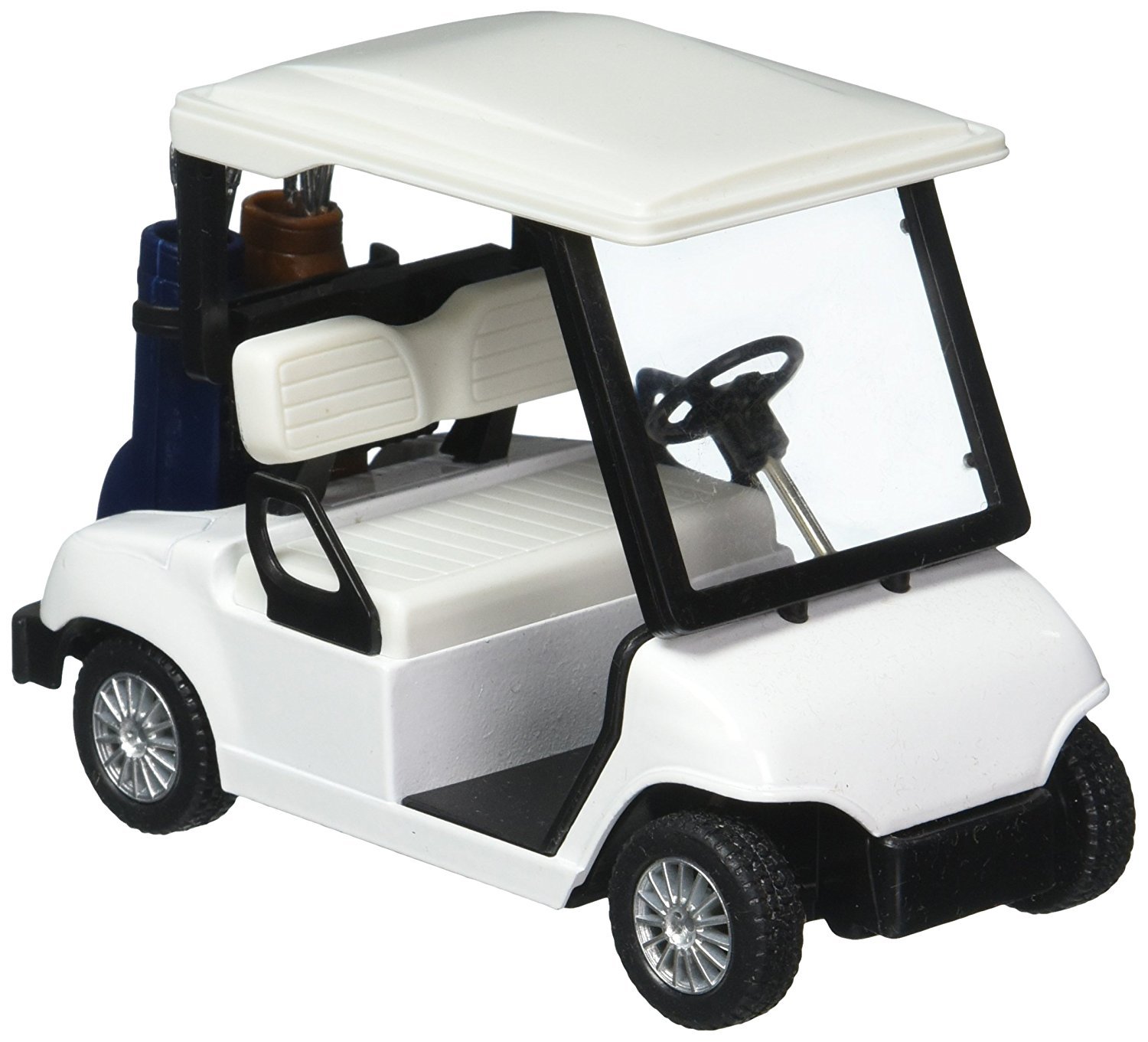 KinsFun White No Decal Golf Cart 4½" Die Cast Metal Model Pullback Action Toy Car