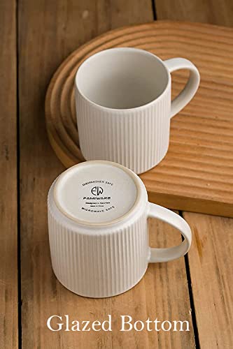 famiware 4 Pieces Coffee Cups, 12 oz Catering Mug with Handle for Coffee, Tea, Cocoa, Milk, Matte White