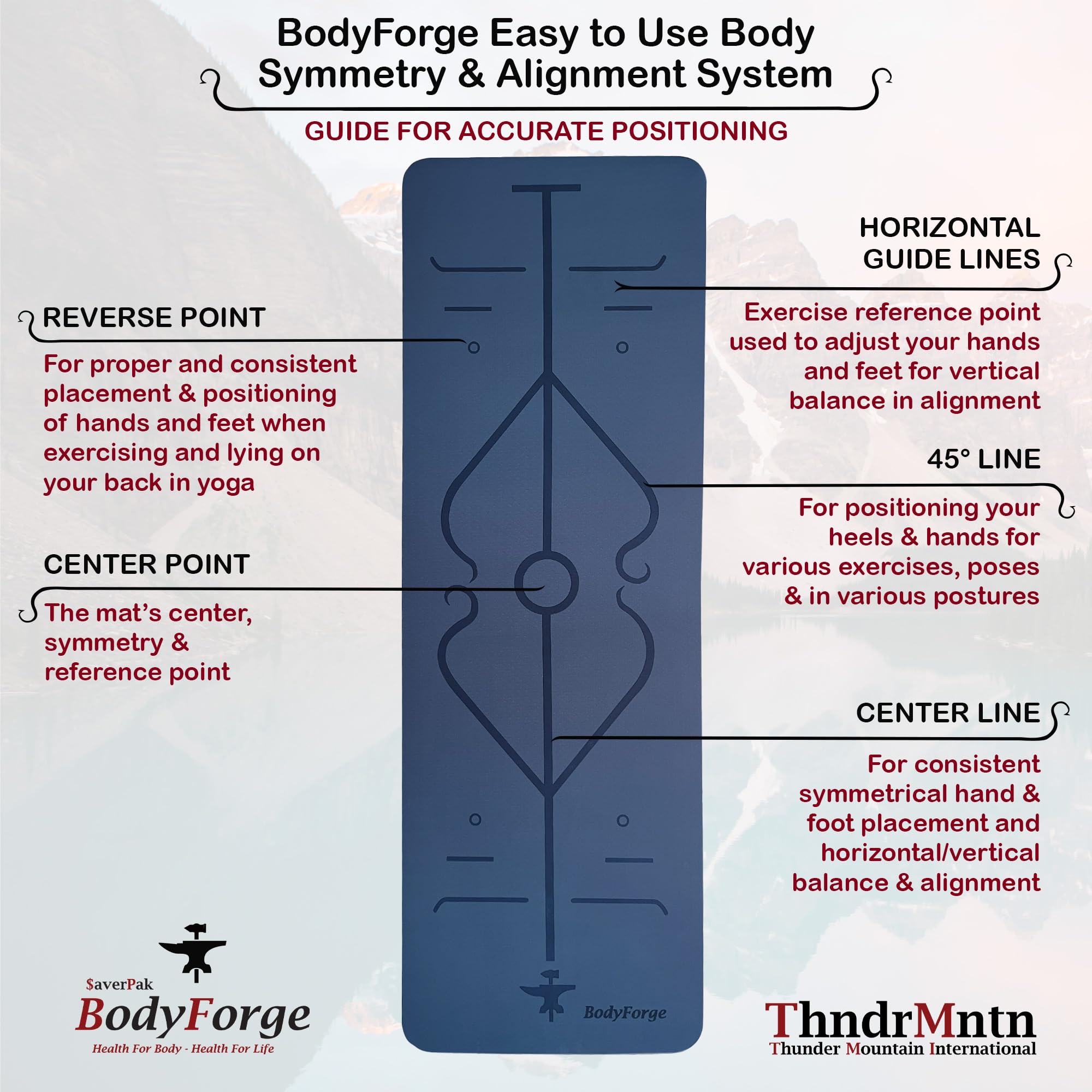 BodyForge Yoga Mat Thick Exercise Mat Thick 8mm TPE Eco-Friendly with Alignment Marks Non-Slip Extra Thick High-Density for Women Men Workout Pilates (Blue/Light Blue)