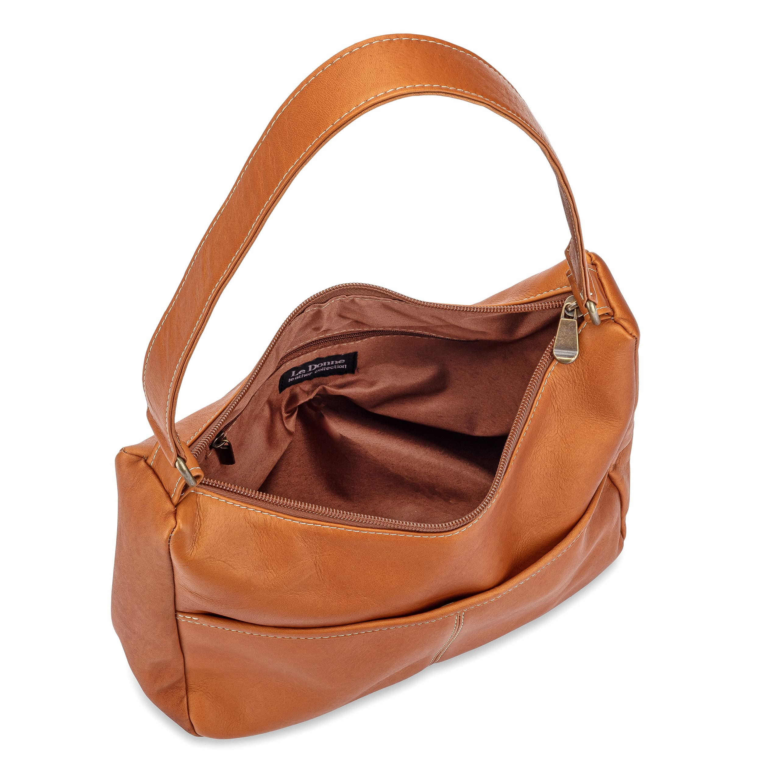 Le Donne Leather Addison Hobo – Premium Full Grain Colombian Leather Shoulder Bag - 11”x8.5”x3” (BLACK)