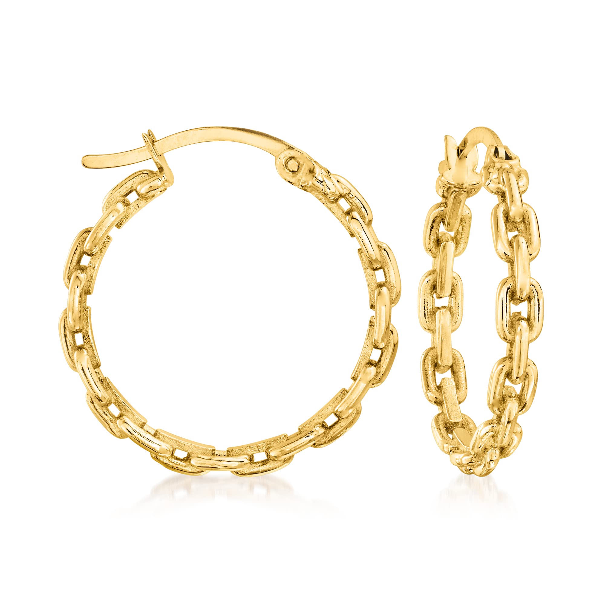 Canaria Fine Jewelry 10kt Yellow Gold Paper Clip Link Hoop Earrings
