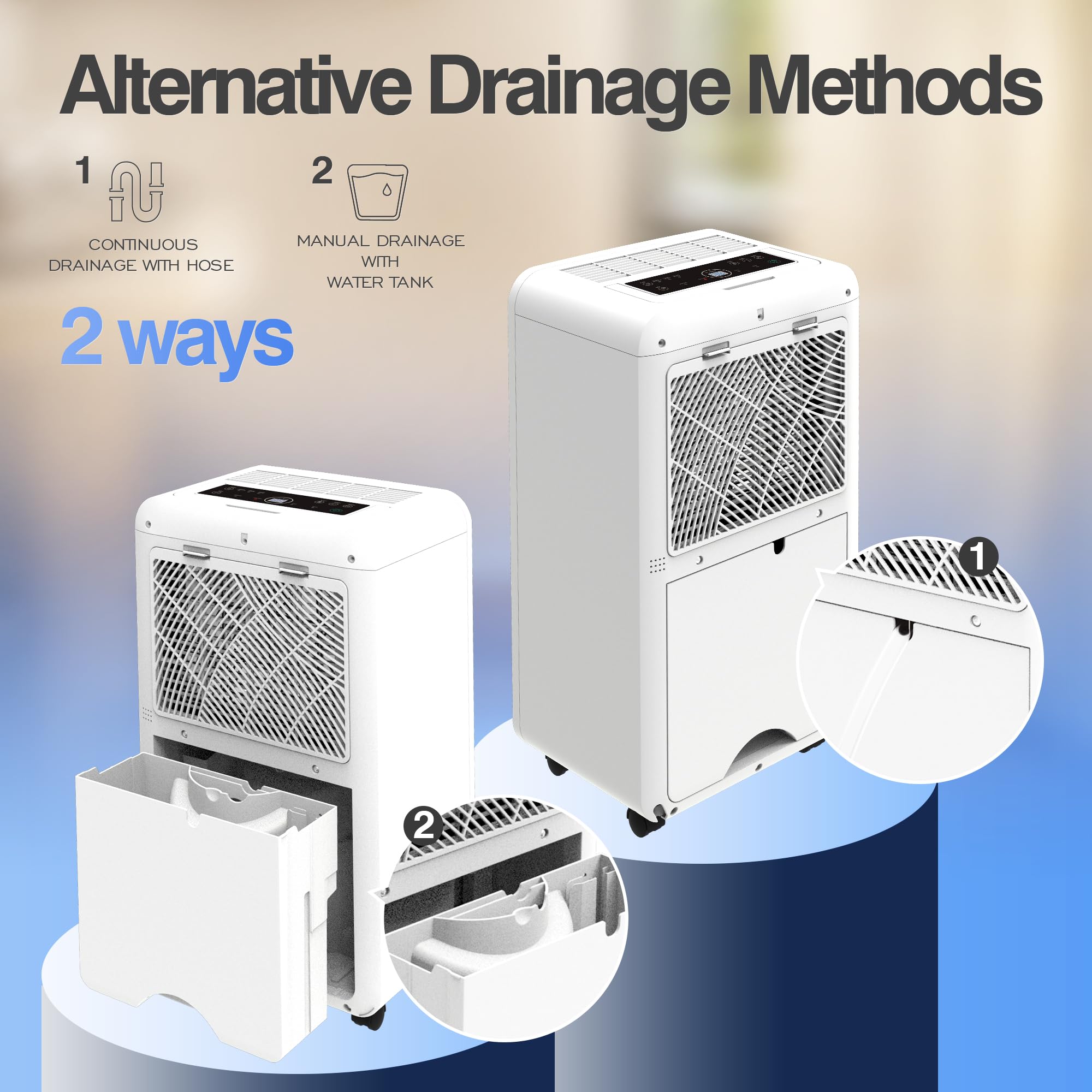 HUMSURE 4500 Sq. Ft Dehumidifier for Basements' 70 Pints Moisture Removal, Whole House Dehumidifier with Auto Shut-off, Portable Dehumidifier