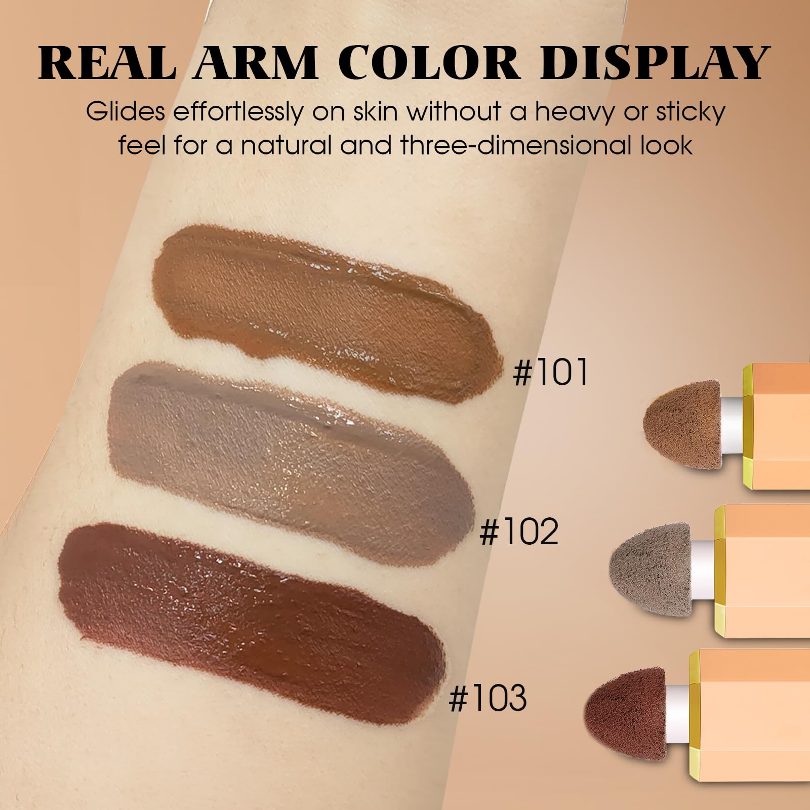 BEFIVECOK Liquid Contour Stick Makeup - Cream Face Contour Wand with Cushion Applicator, Natural Matte Long Lasting Creamy Bronzer Contour, Lightweight Silky Blendable (#01 LIGHT TO MEDIUM)