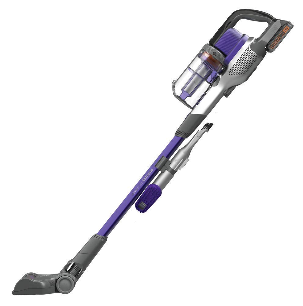 BLACK+DECKER BSV2020P POWERSERIES Extreme Pet Cordless Stick Vacuum Cleaner, Purple (Renewed)