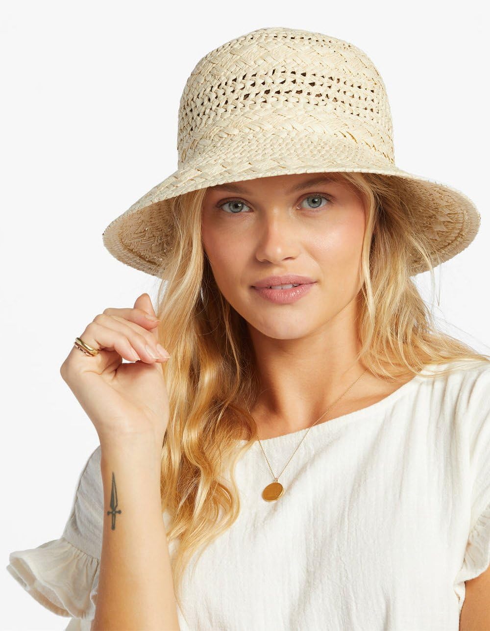 Billabong On The Sand Straw Bucket Hat Natural One Size