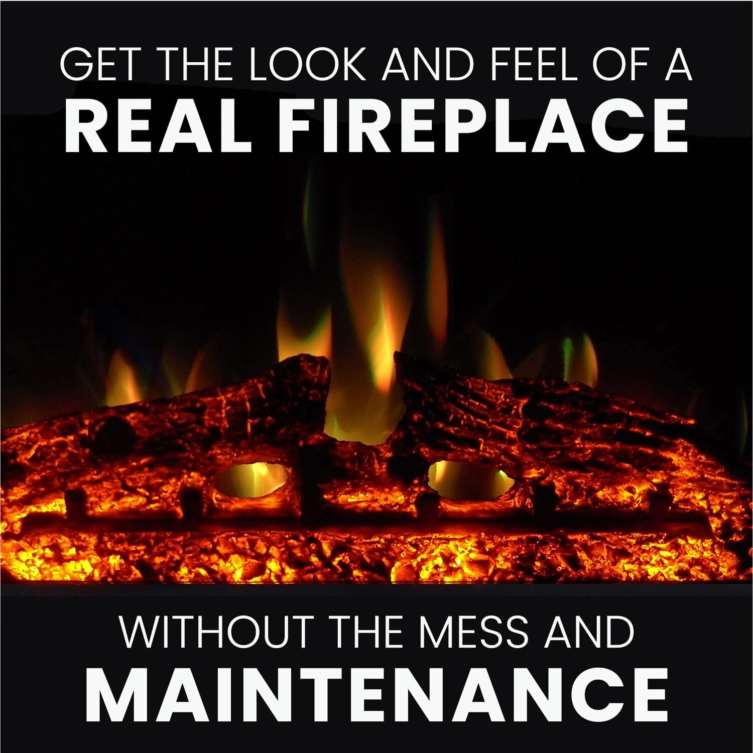 Cambridge Seville 47'' Freestanding Electric Fireplace with Log Insert, Remote, Multi-Color Flame, Walnut Mantel, For Rooms up to 210 Sq.Ft., Adjustable Heat Settings, Timer
