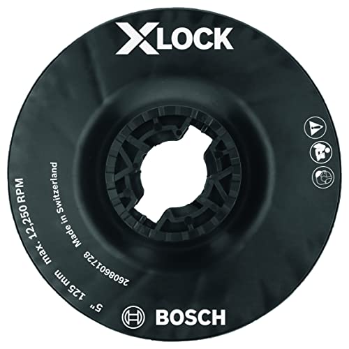 Bosch GWX13-50VSP 5 In. X-LOCK Variable-Speed Angle Grinder with Paddle Switch with Bosch MGX0500 5 In. X-LOCK Backing Pad with X-LOCK Clip - Medium Hardness