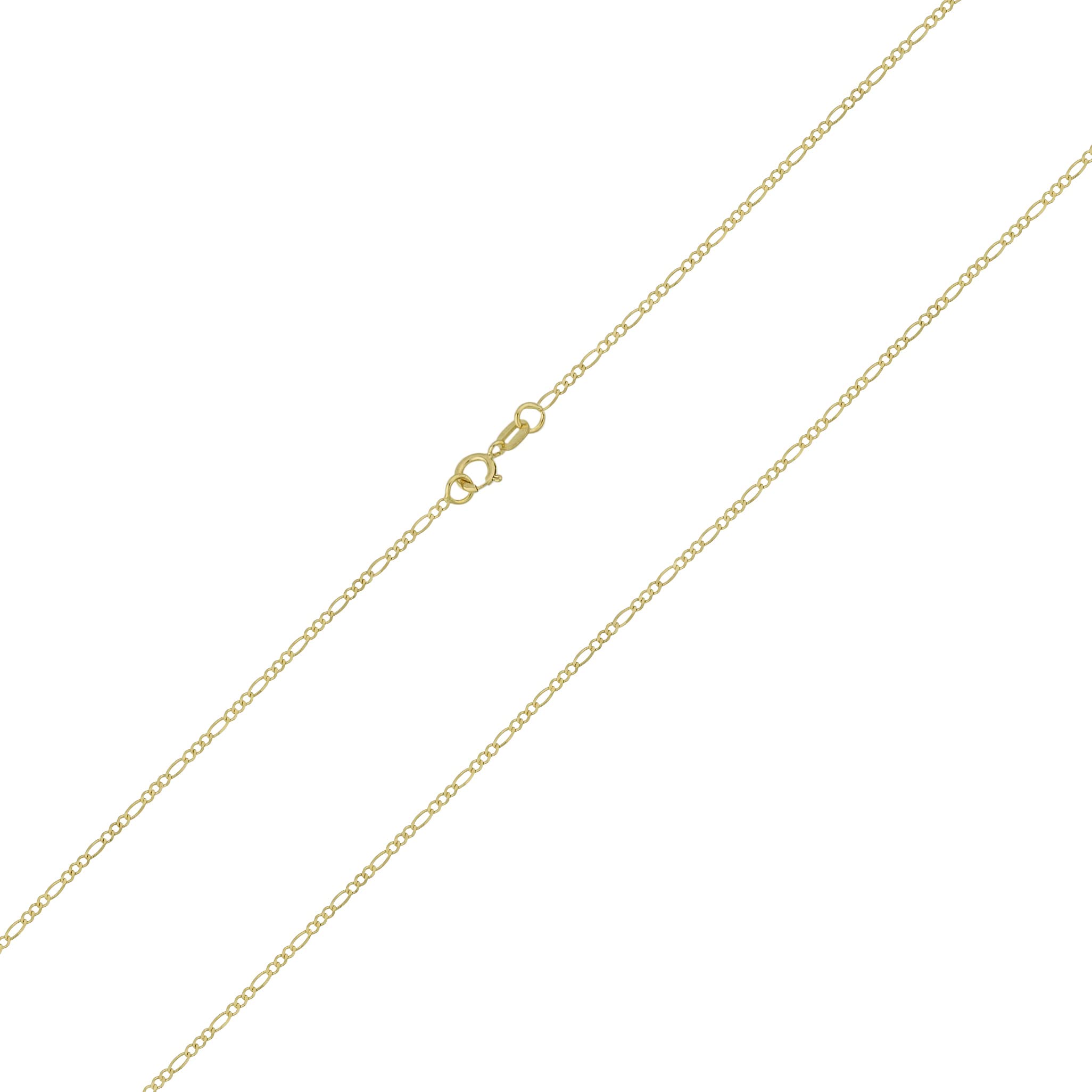 BAYAM 1mm Figaro Link Chain Unisex Adult Necklace Real Solid 10K Yellow Gold Jewelry