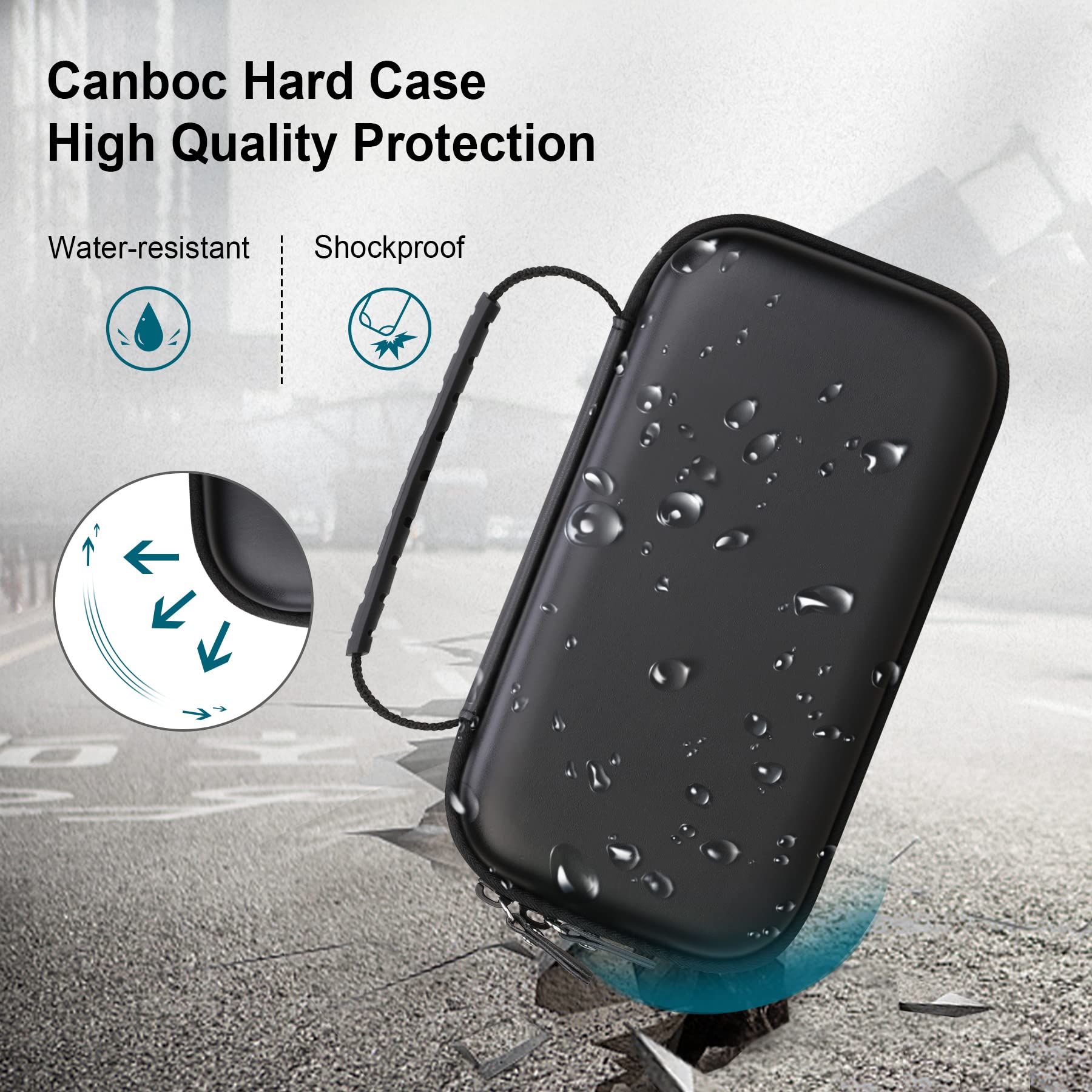 Canboc Hard Travel Carrying Case, Storage Bag fit Digital Multimeter, Mesh Bag fit Cable, Black+Black