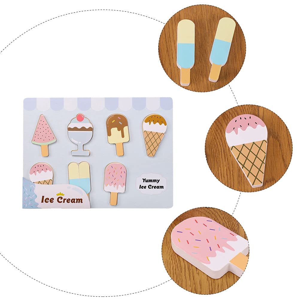 TOYANDONA Ice Cream Puzzles Wooden Educational Preschool Puzzles for Toddlers Kids Boys Girls Children Math Learning Set