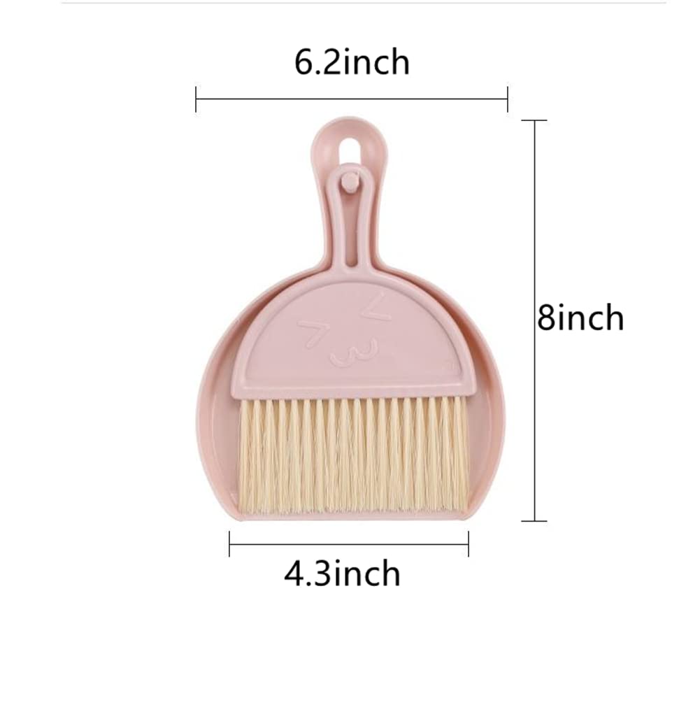 Small Broom and Dustpan Set for Home, Mini Clean Brush with Dust Pans Cute Hand Broom Brush Dust Pan with Hanger Hole, Small Cleaning Brush Set for Desktop Computer Table Keyboard (3PCS)