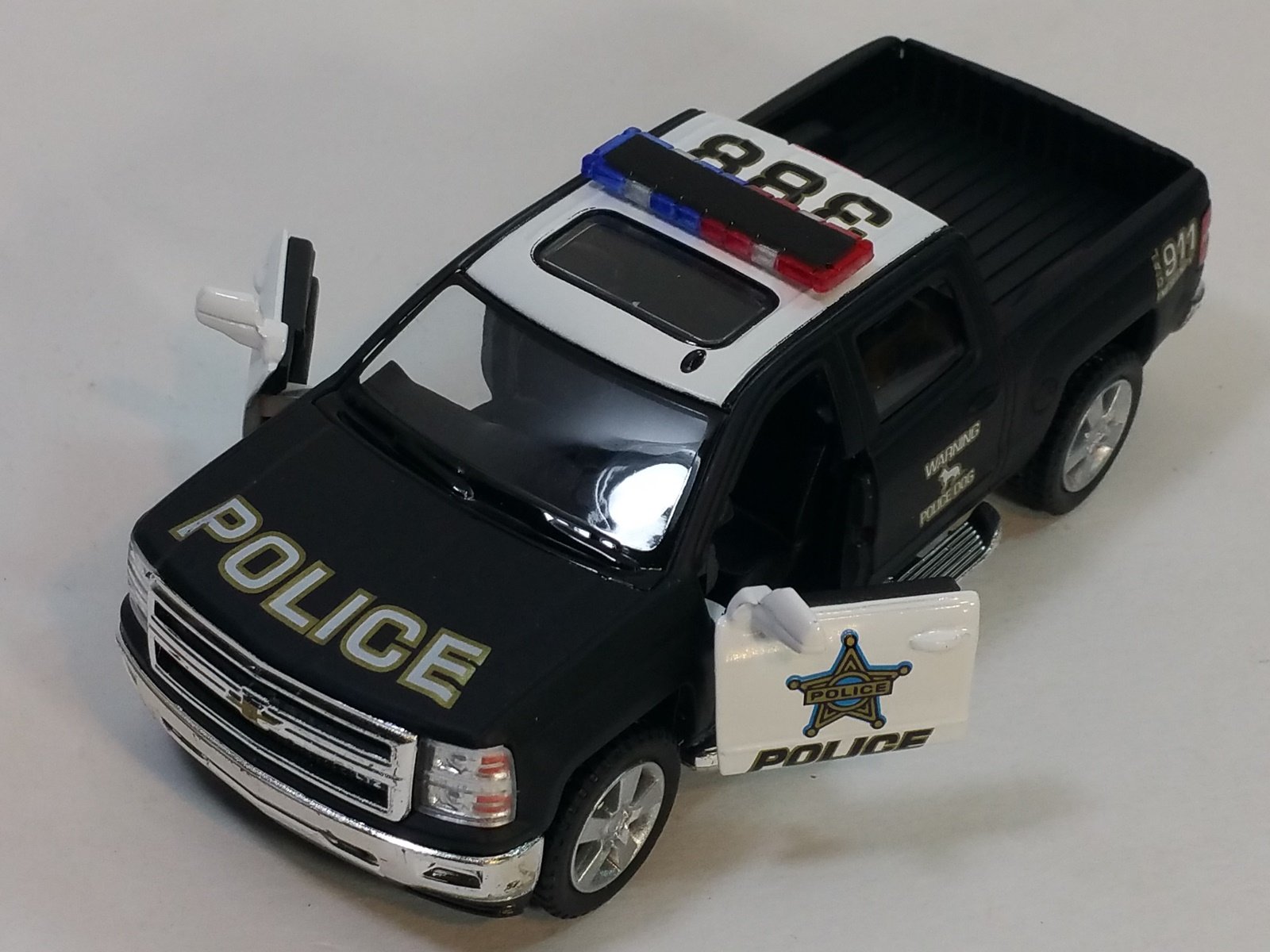 KiNSMART 2014 Chevrolet Silverado LTZ Crew Cab 4x4 1:46 Scale 5 Inch Diecast Metal Model Pick-up Interceptor Truck Police K9 Unit