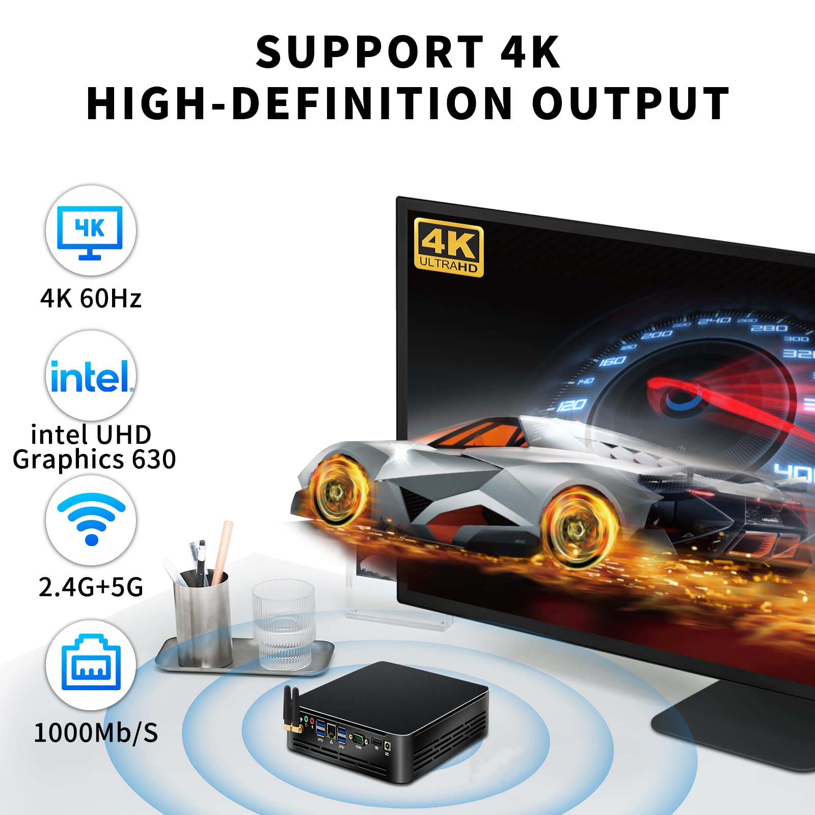 BOESIIPC Mini Desktop PC, Mini Computer Core i9-9880H Windows 11 Pro, 32G DDR4 RAM 1T NVME M.2 SSD, 4K HDMI, USB3.0, COM, 2.4G/5.0G WiFi, BT4.0 LAN for Business Home Education Office